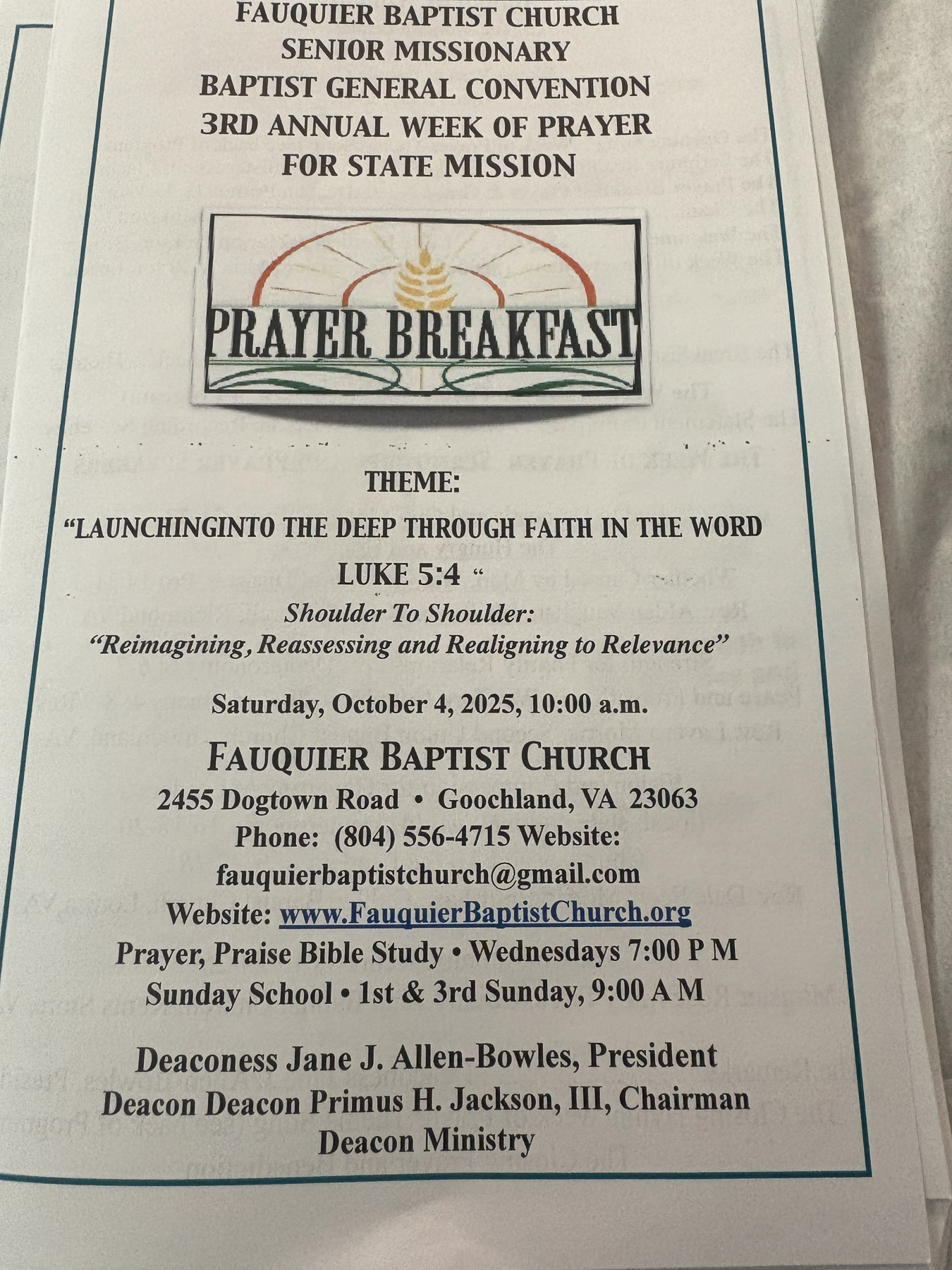 2025 Prayer Breakfast Photos | Fauquier Baptist Church